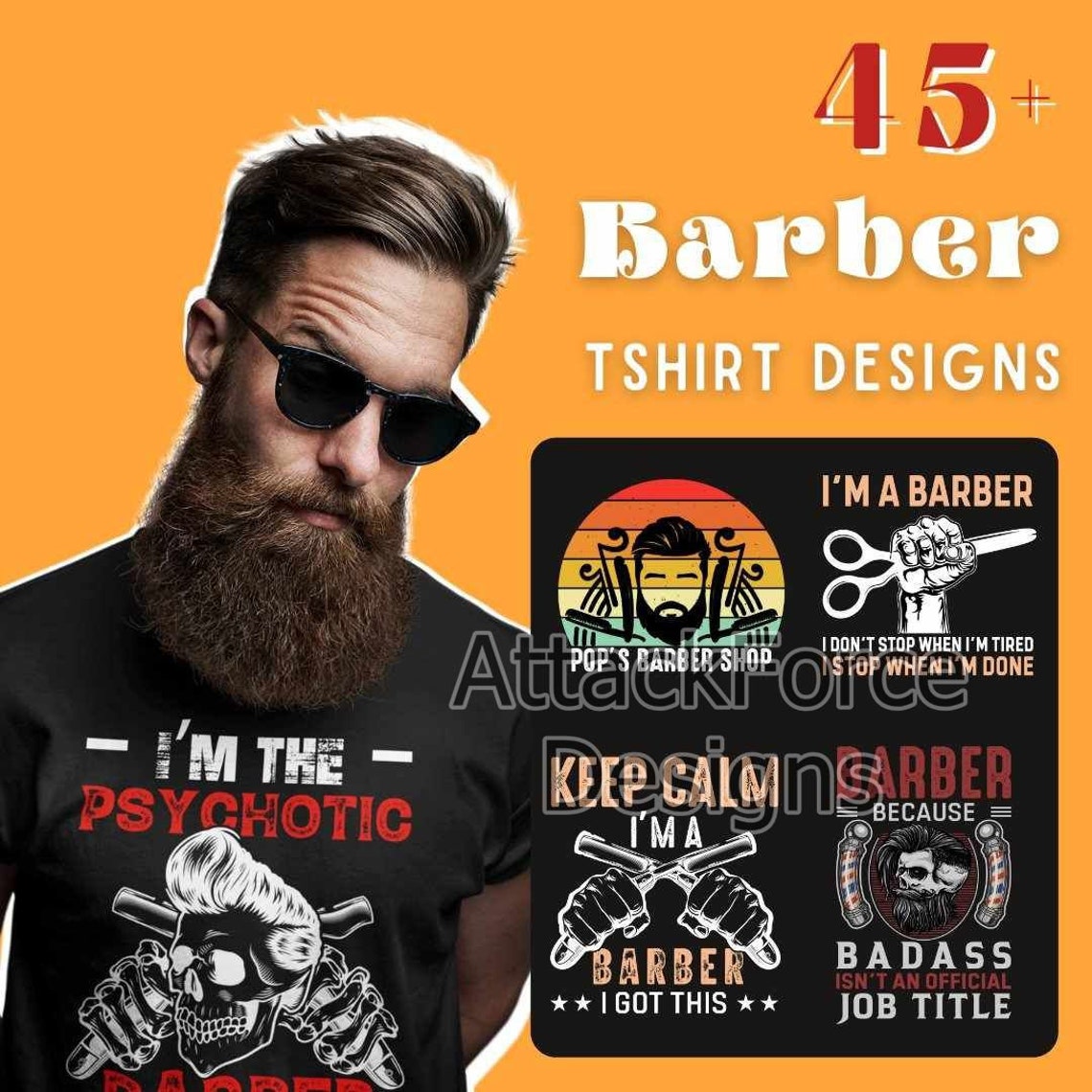 45 Barber Designs T-shirt Designs Bundle DTF Designs Sublimation ...