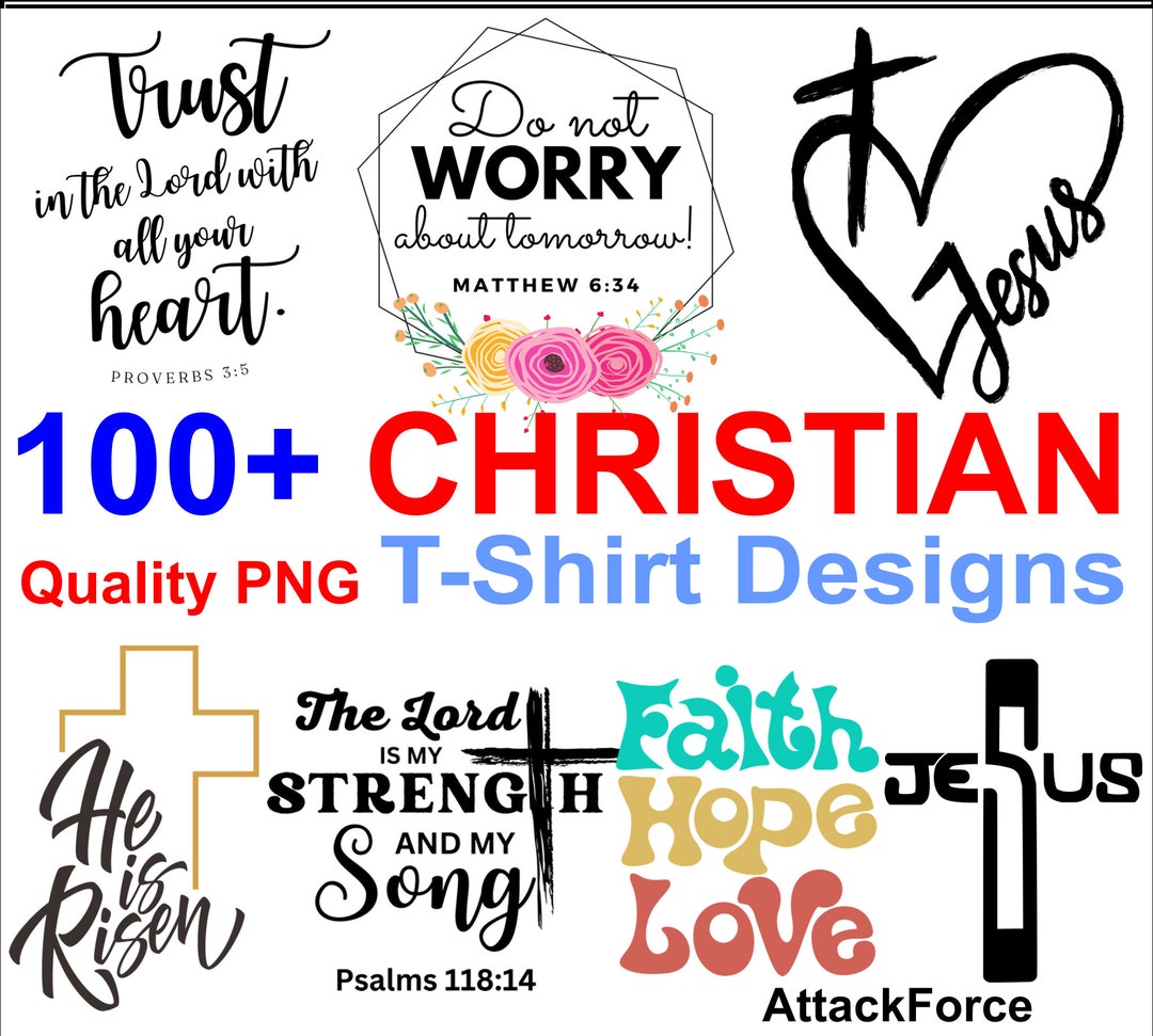 100 Christian Designs PNG Christian T-shirt Designs DTG Sublimation ...