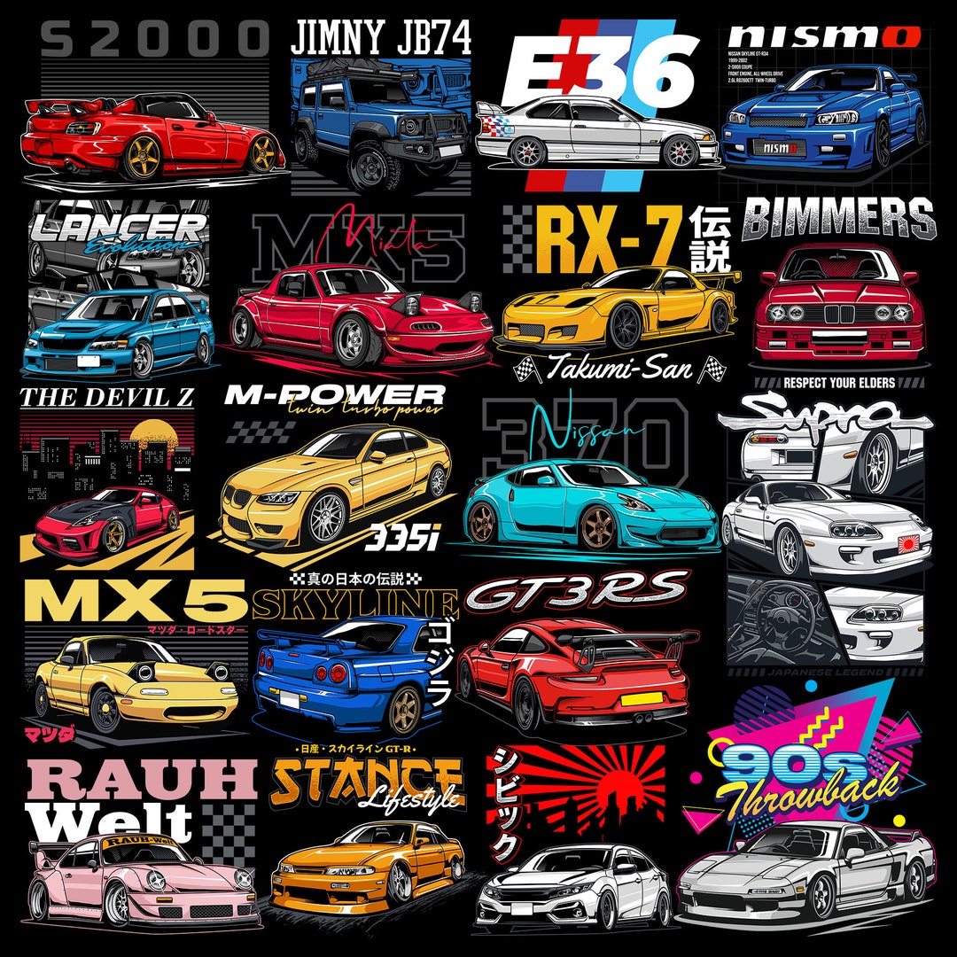 50 Car T-shirt Designs PNG Ai Vol.3 T-shirt Designs T-shirt Printing ...