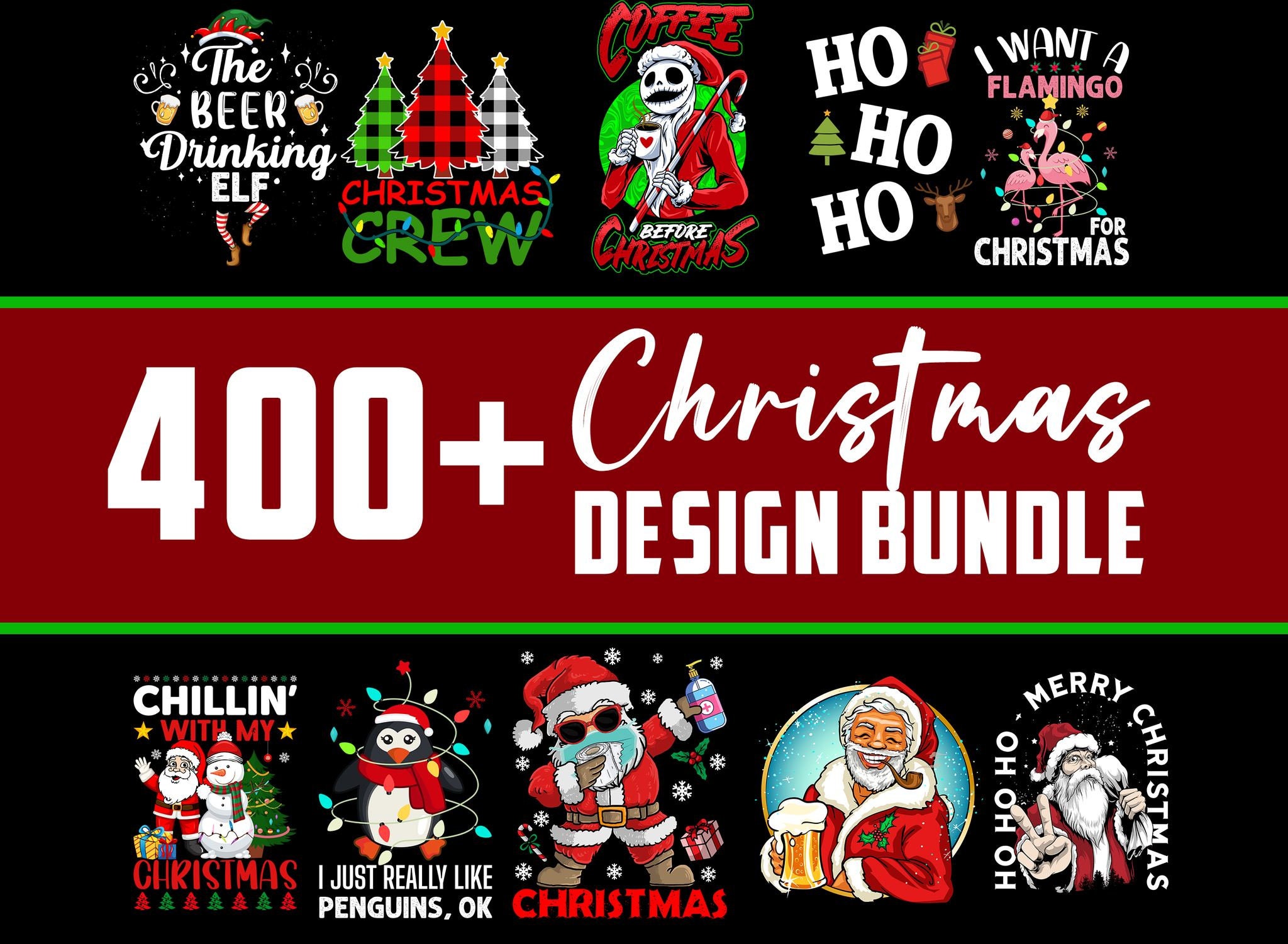 400 Christmas Designs for T-shirts DTG DTF Sublimation Screen Printing ...