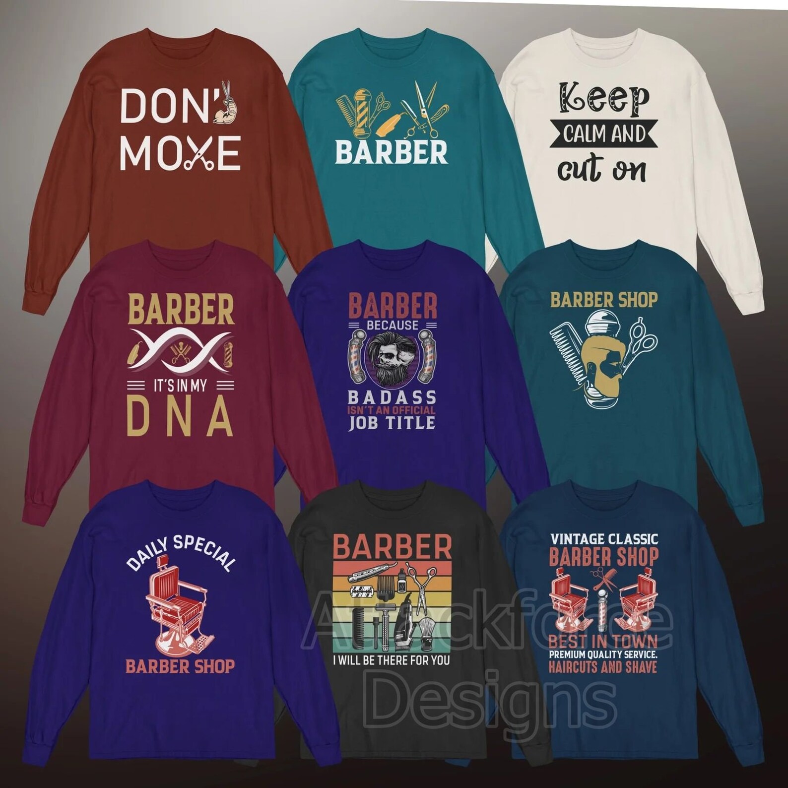 45 Barber Designs T-shirt Designs Bundle DTF Designs Sublimation ...