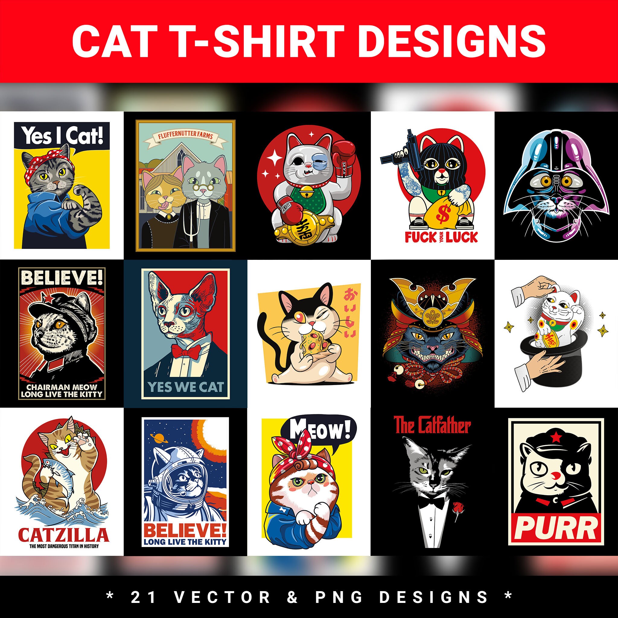 Cat T-shirt Designs Cat Mug Designs Cat Sublimation Designs Cat Dtf ...