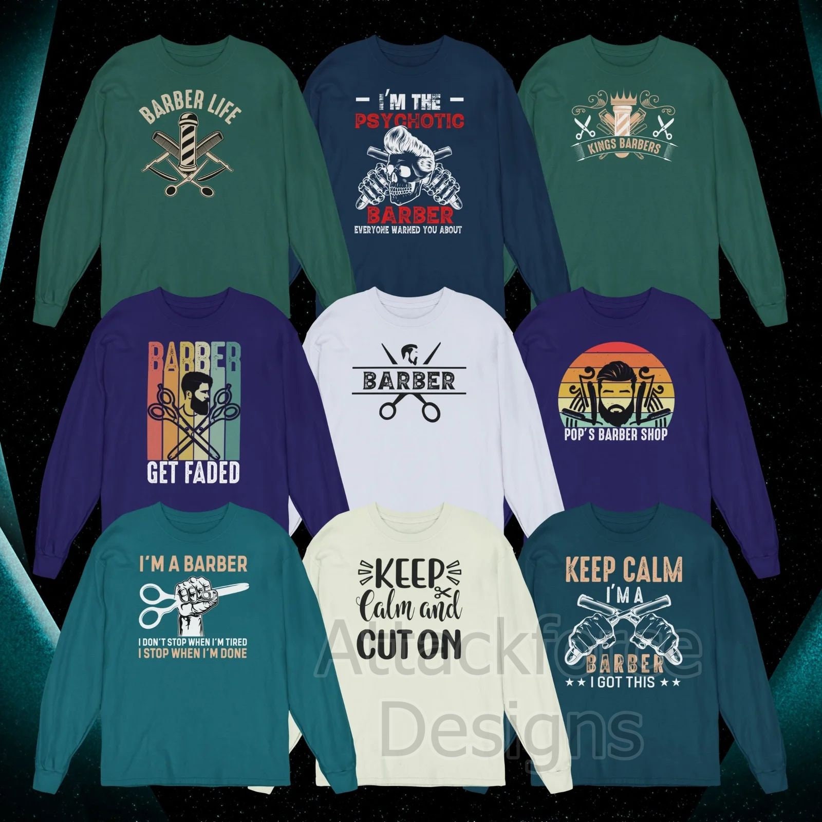 45 Barber Designs T-shirt Designs Bundle DTF Designs Sublimation ...