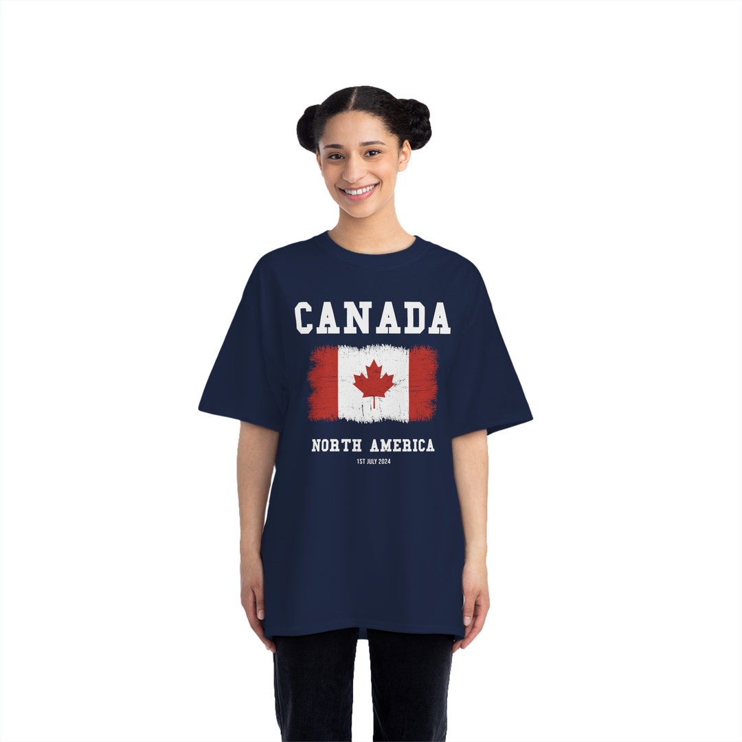 Canada Flag Slogan Navy Print Tee Short-sleeve T-shirt - Etsy