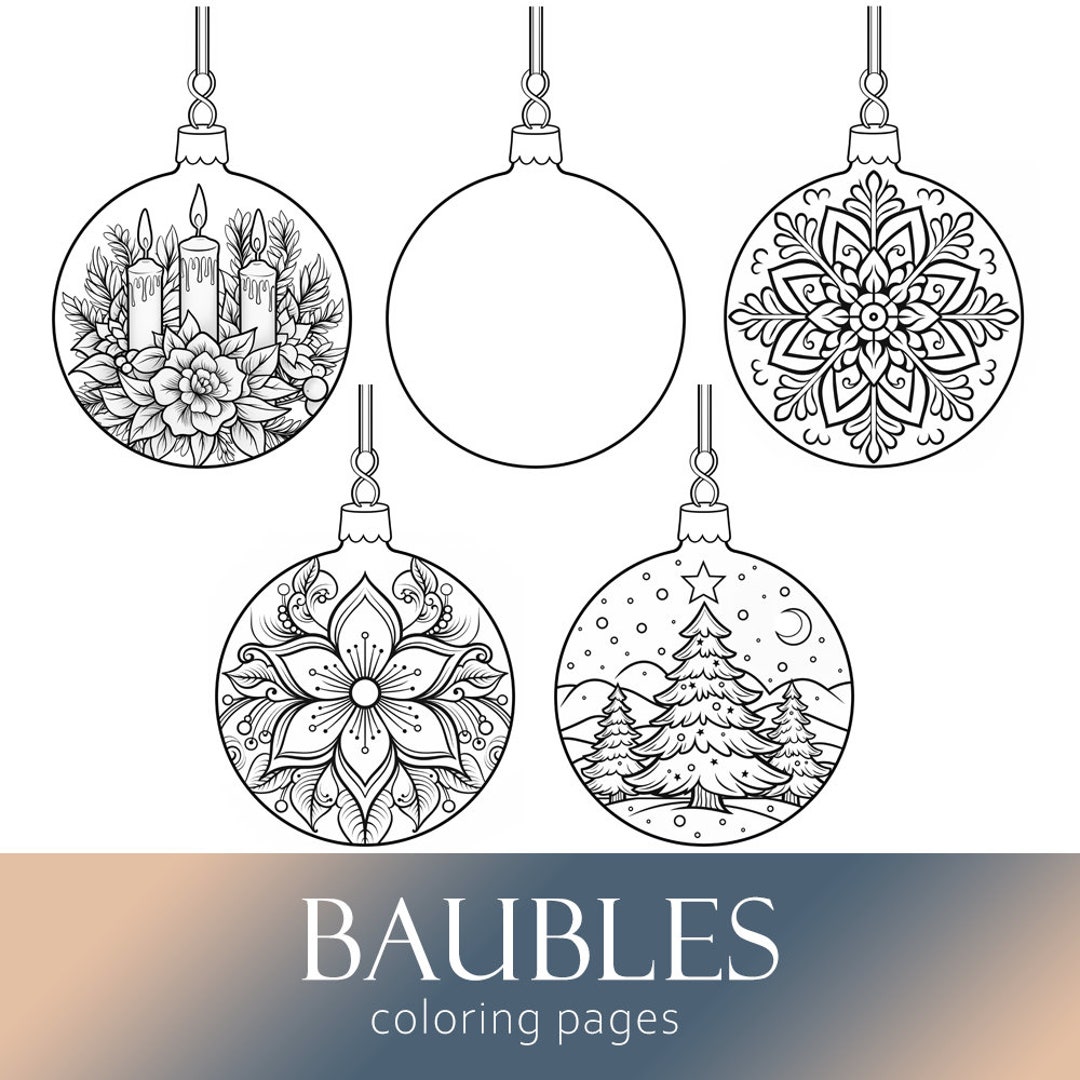 Christmas Baubles - 5 Big High Quality Printable Coloring Pages, for ...