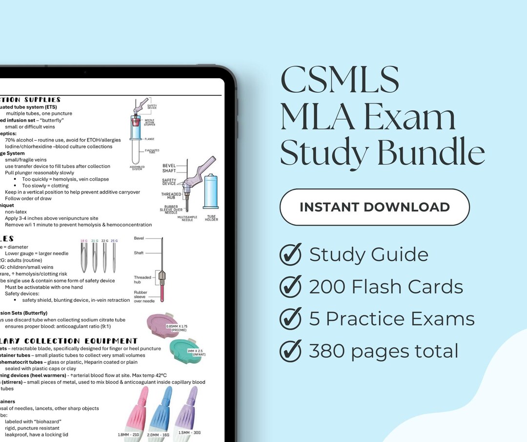 MLA Exam Study Bundle • 5 Practice Exams • 200 Flashcards • 300+ Pages ...