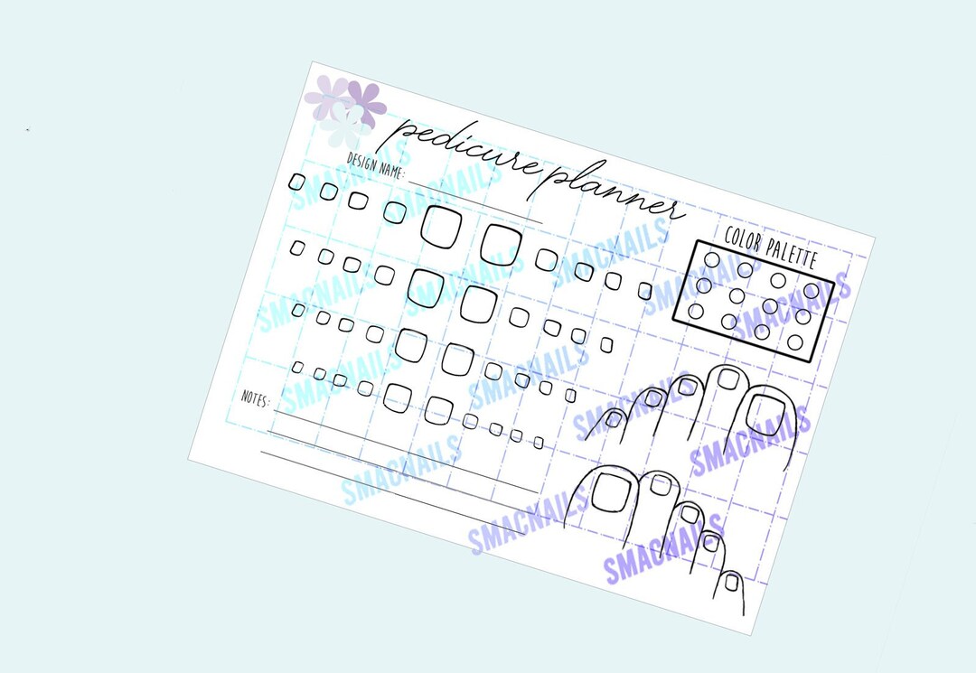 Pedicure Planning Sheet *DIGITAL DOWNLOAD * Nail Art Planning ...