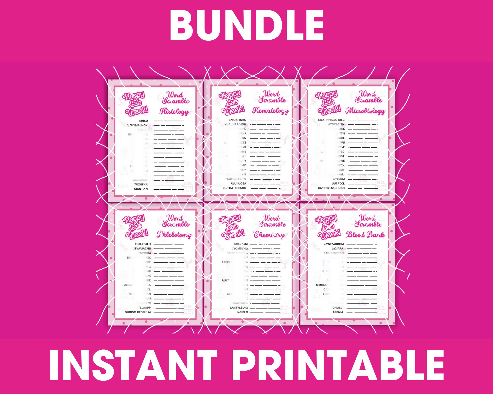 Word Scramble Lab Week Puzzle Bundle - the Lab is Everything Themed Lab ...