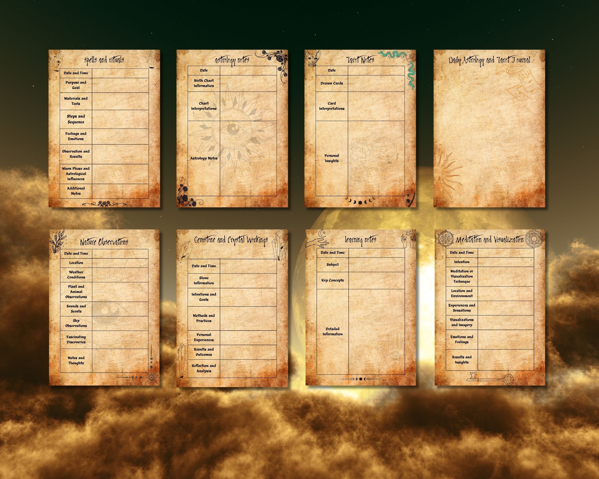 Shadow Work Journal, Printable & Digital Magical Pages, Book of Shadows ...