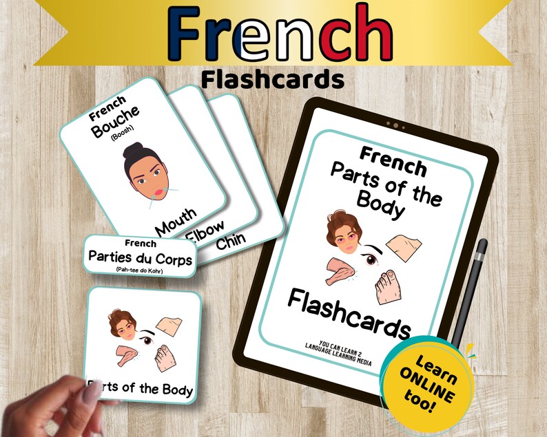 French (parts of the Body) Language Learning Flashcards, Educational ...