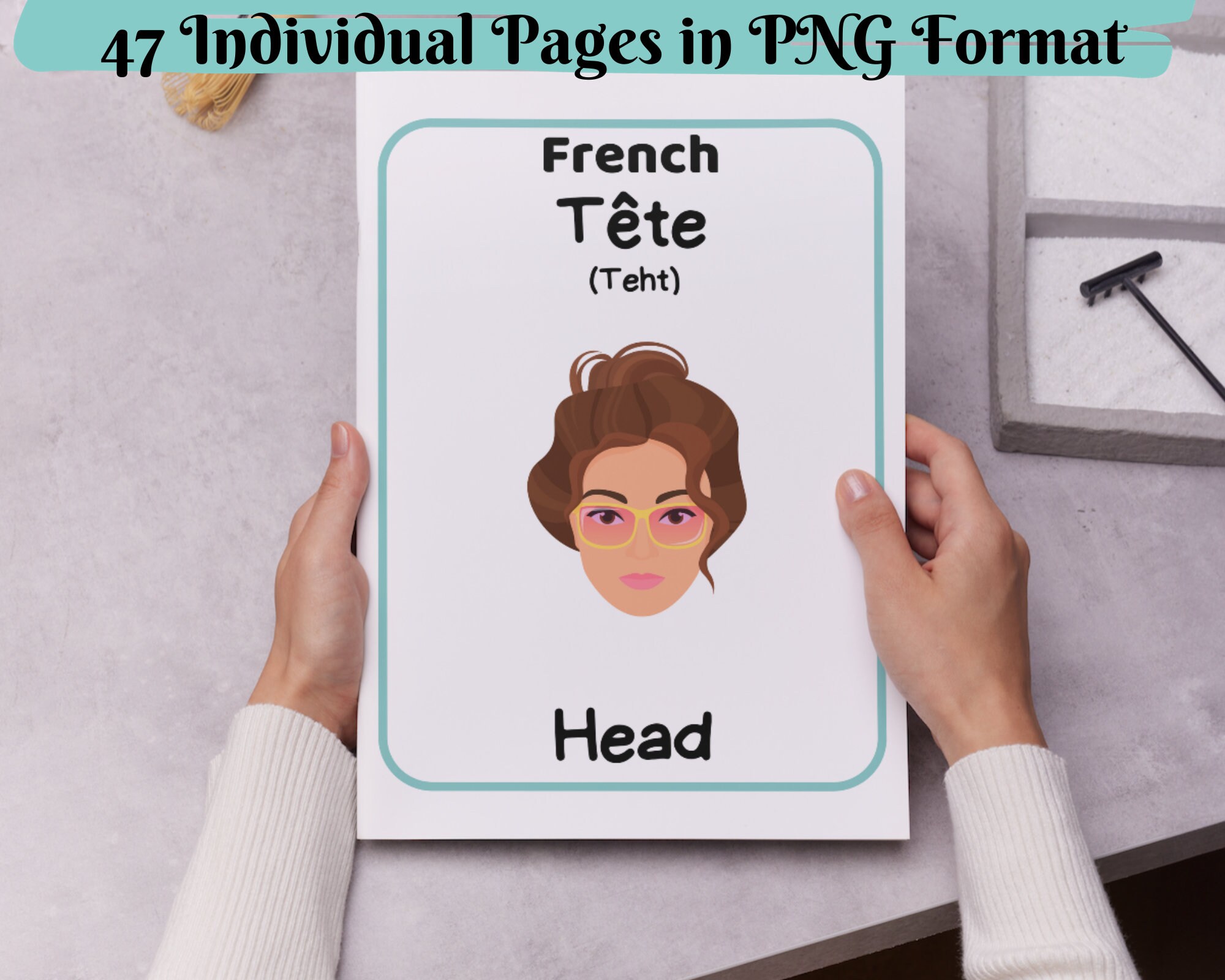 French (parts of the Body) Language Learning Flashcards, Educational ...