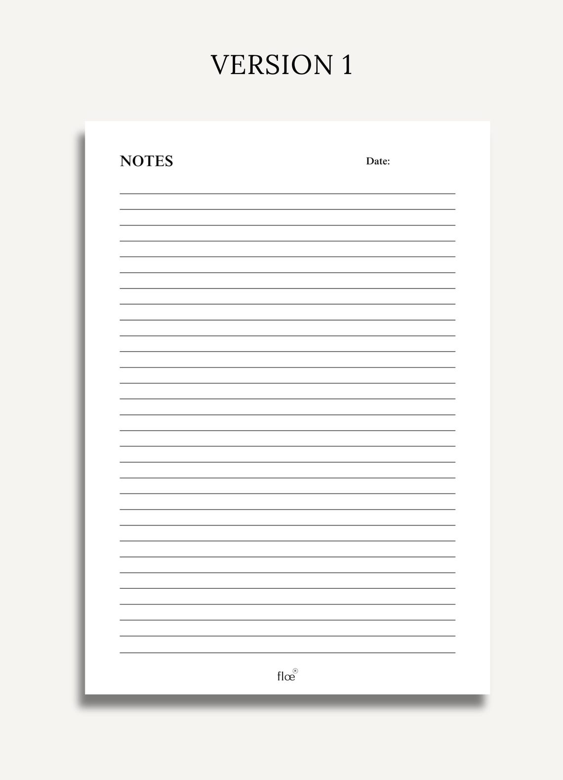 Notes Printable Page, Note Taking, Note List, Writing Paper, Pdf ...