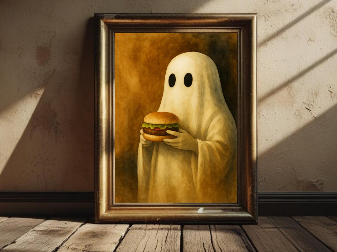 Foodie Ghost Halloween Print: Spooky Hamburger Art (digital Download ...