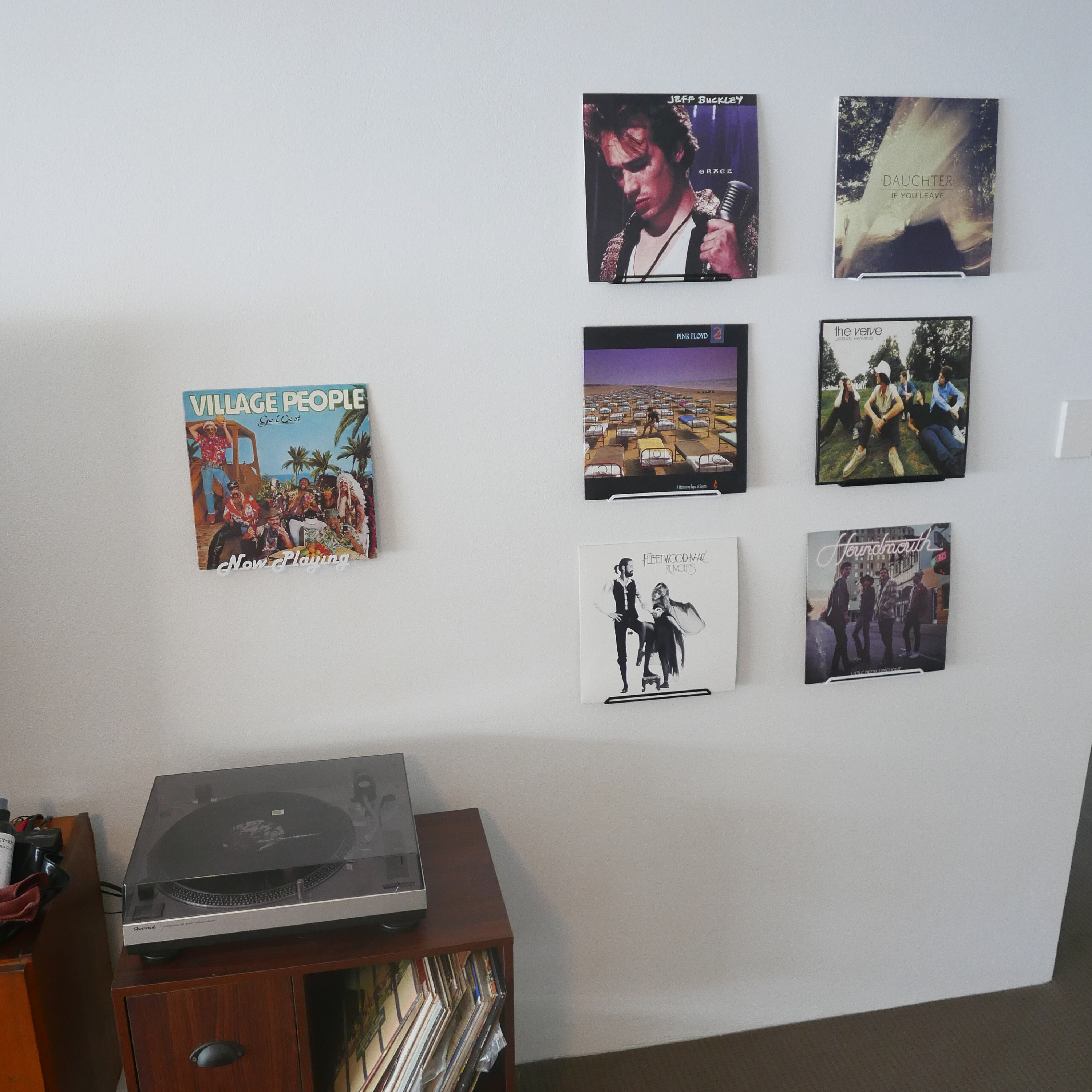 Modern Wall Mounted Vinyl Record Holder Display Easy Install Screw ...