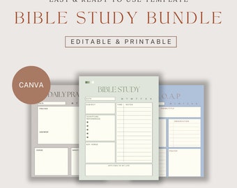 Digital Bible Study Template Bundle Instant Download & Printable ...