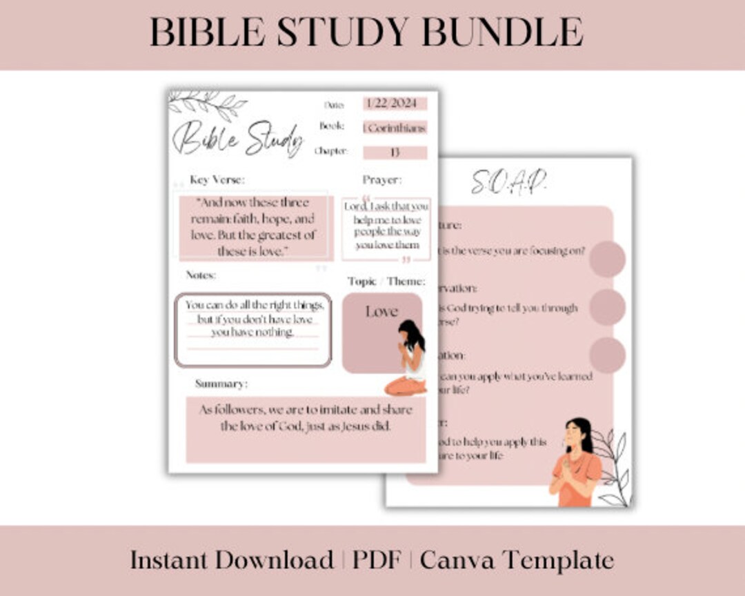 Bible Study Printable Canva Template, Bible Summary, SOAP, Devotional ...
