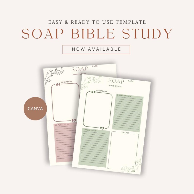 Digital Bible Study Template, Canva Template, Sermon Notes, SOAP, Bible ...