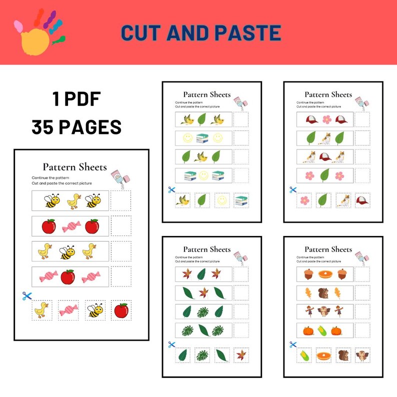 Printable Pattern Worksheets for Kids | Cut and Paste Activities ...