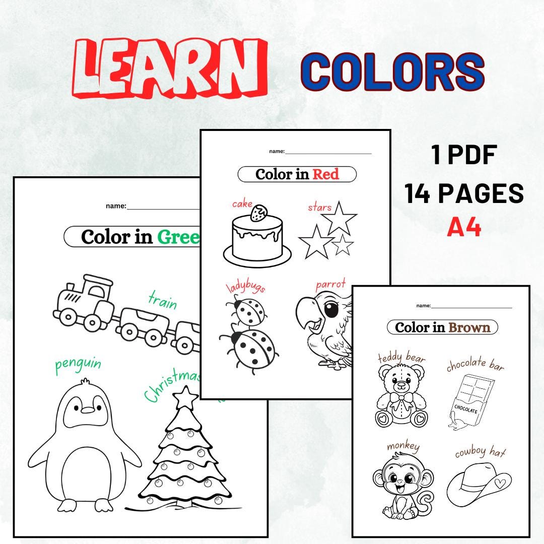 Learn Colors Printable Worksheet | Preschool Coloring Page | Color ...