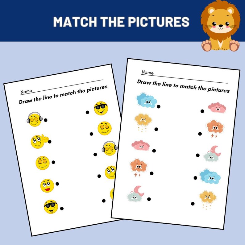 Match the Pictures Worksheet for Kids, Fun Matching Activity, Preschool ...