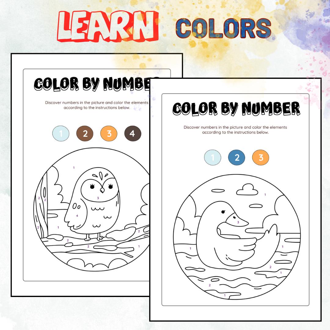 Color by Number Worksheets for Kids – 28 Pages Printable Coloring ...
