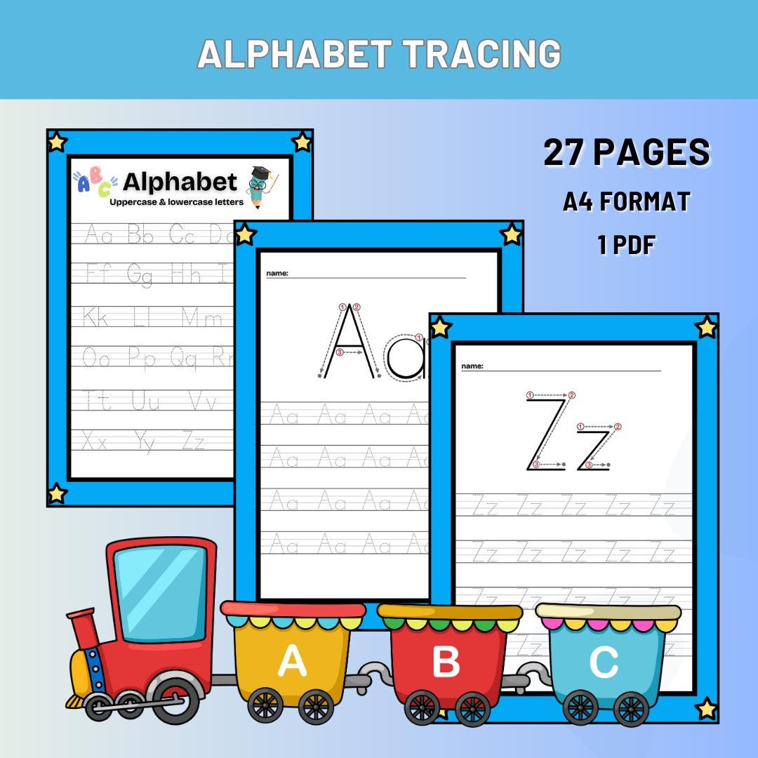 Alphabet Tracing Worksheet for Kids, Letter Tracing Practice, Preschool ...