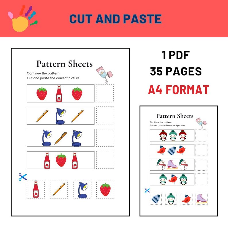 Printable Pattern Worksheets for Kids | Cut and Paste Activities ...