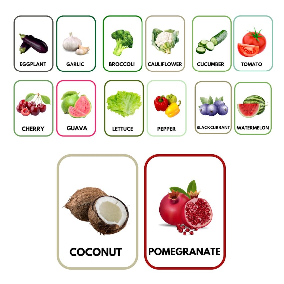 Printable Fruits and Vegetables Flashcards | 44 Real Photo Cards for ...