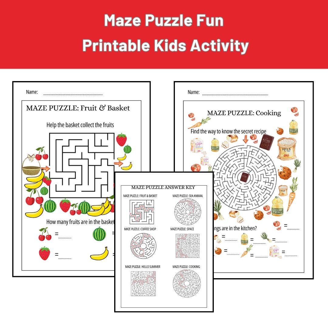 Maze Puzzle Fun | Printable Kids Activity | A4 PDF Worksheet ...