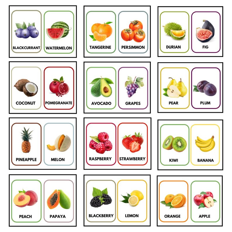 Printable Fruits and Vegetables Flashcards | 44 Real Photo Cards for ...