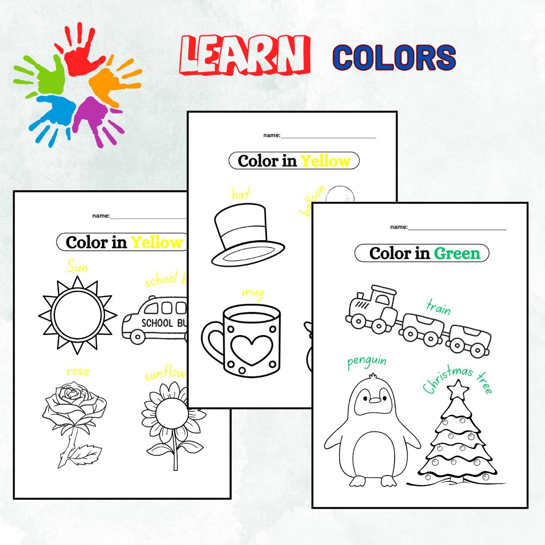 Learn Colors Printable Worksheet | Preschool Coloring Page | Color ...