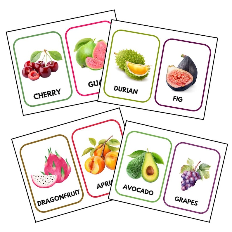 Printable Fruits and Vegetables Flashcards | 44 Real Photo Cards for ...