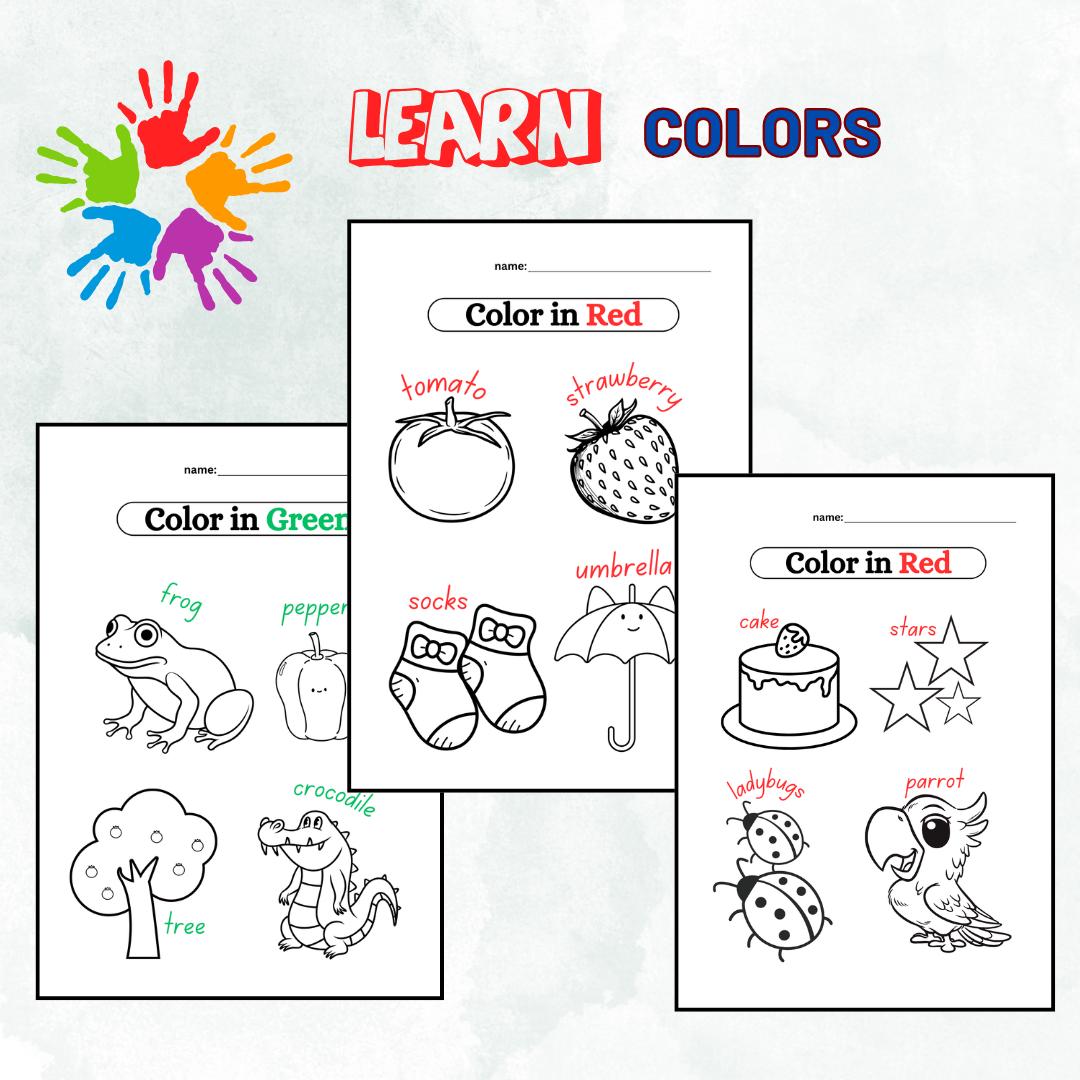 Learn Colors Printable Worksheet | Preschool Coloring Page | Color ...