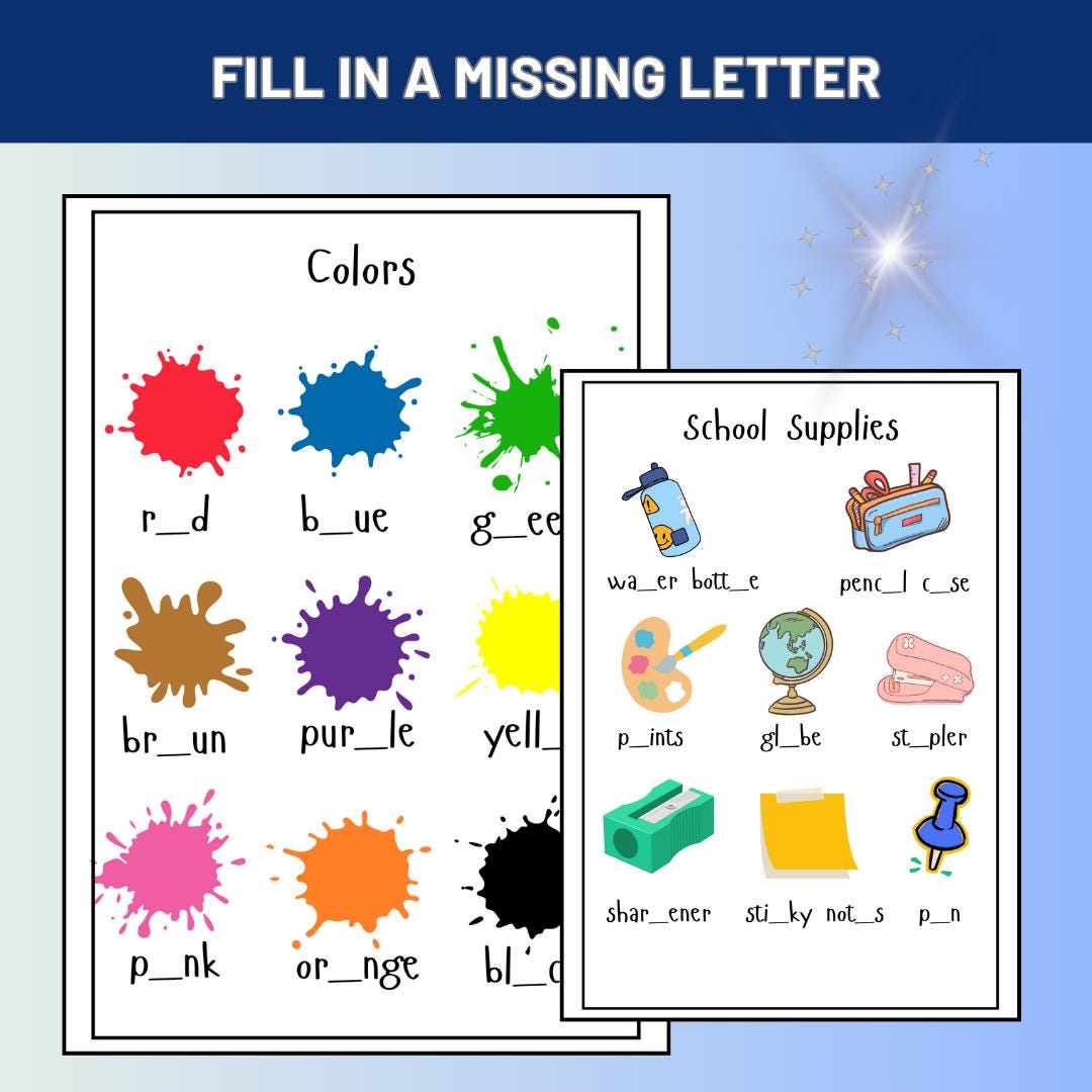 Fill the Missing Letter Worksheet, Spelling Practice, Letter ...