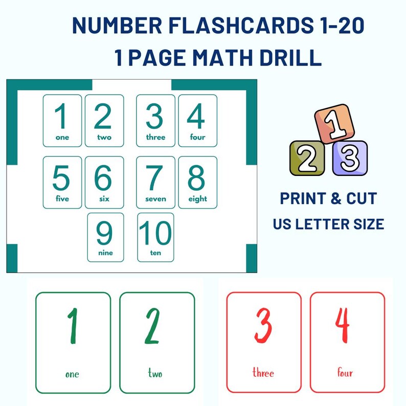 Number Flashcards 1-20 and Math Drills for Kids | Preschool ...