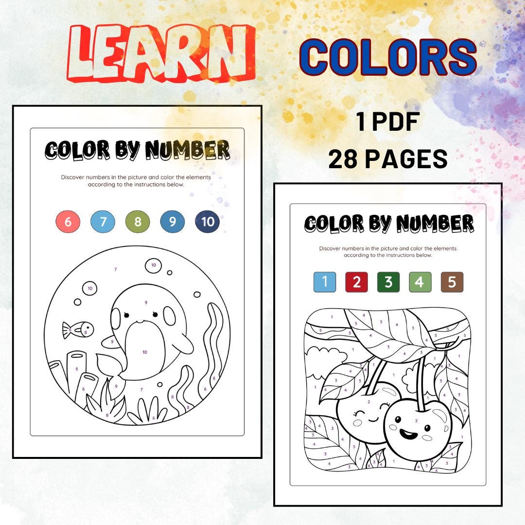 Color by Number Worksheets for Kids – 28 Pages Printable Coloring ...