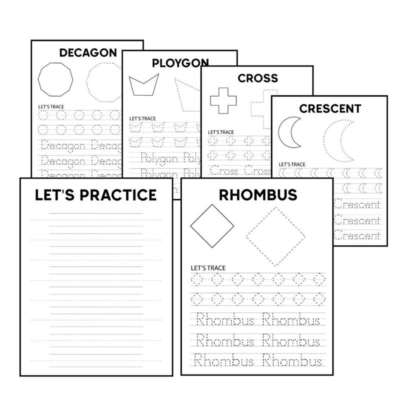 54-page 3D Shapes Handwriting Practice Worksheet | Tracing & Writing ...