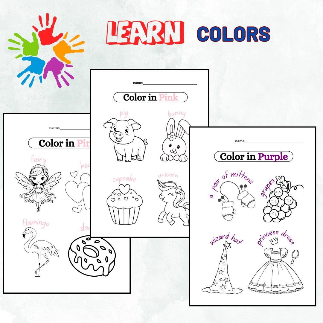 Learn Colors Printable Worksheet | Preschool Coloring Page | Color ...