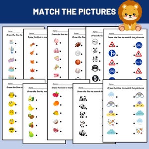 Match the Pictures Worksheet for Kids, Fun Matching Activity, Preschool ...