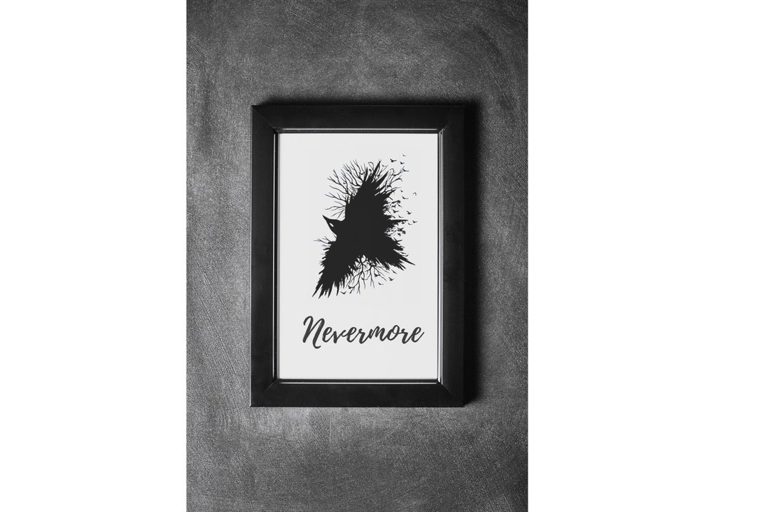 Raven Halloween Wall Art | Typography, Graphic Poster | Digital File ...