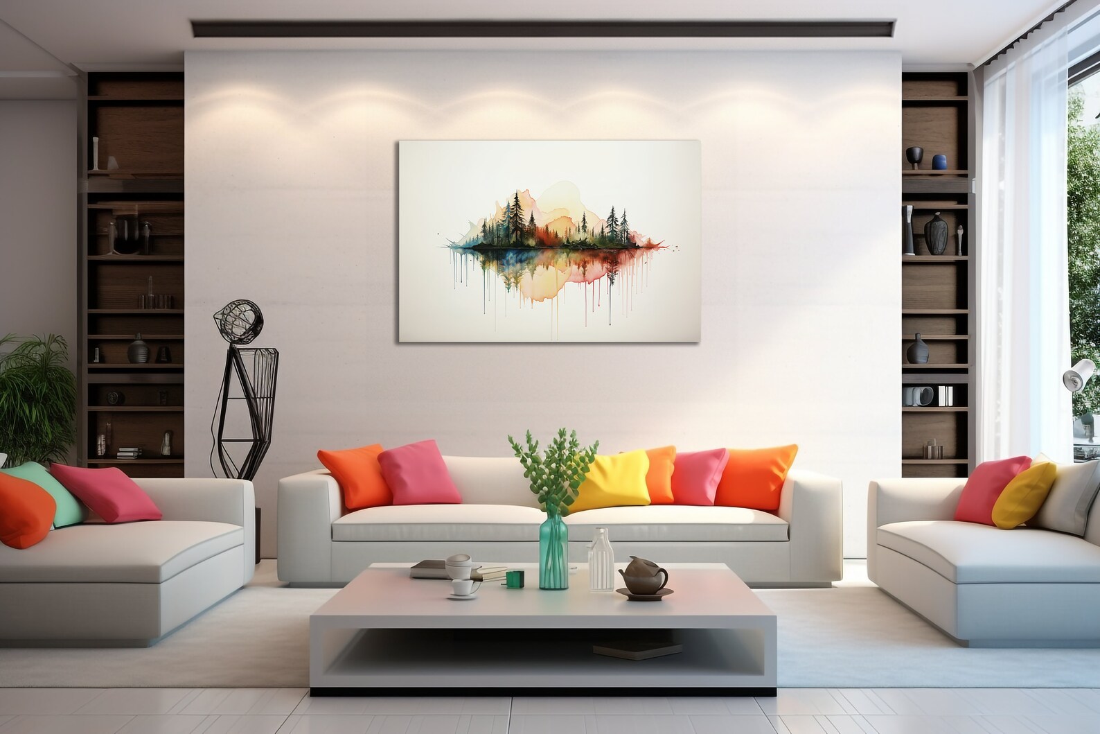 Ephemeral Fusion: Nature in Drip Paint and Double Exposure Wall Art ...