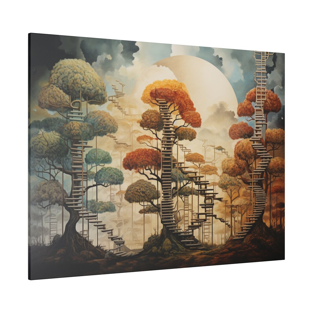 Heavenly Trees Art Print Gallery Wall Art Ladders to Heaven Celestial ...