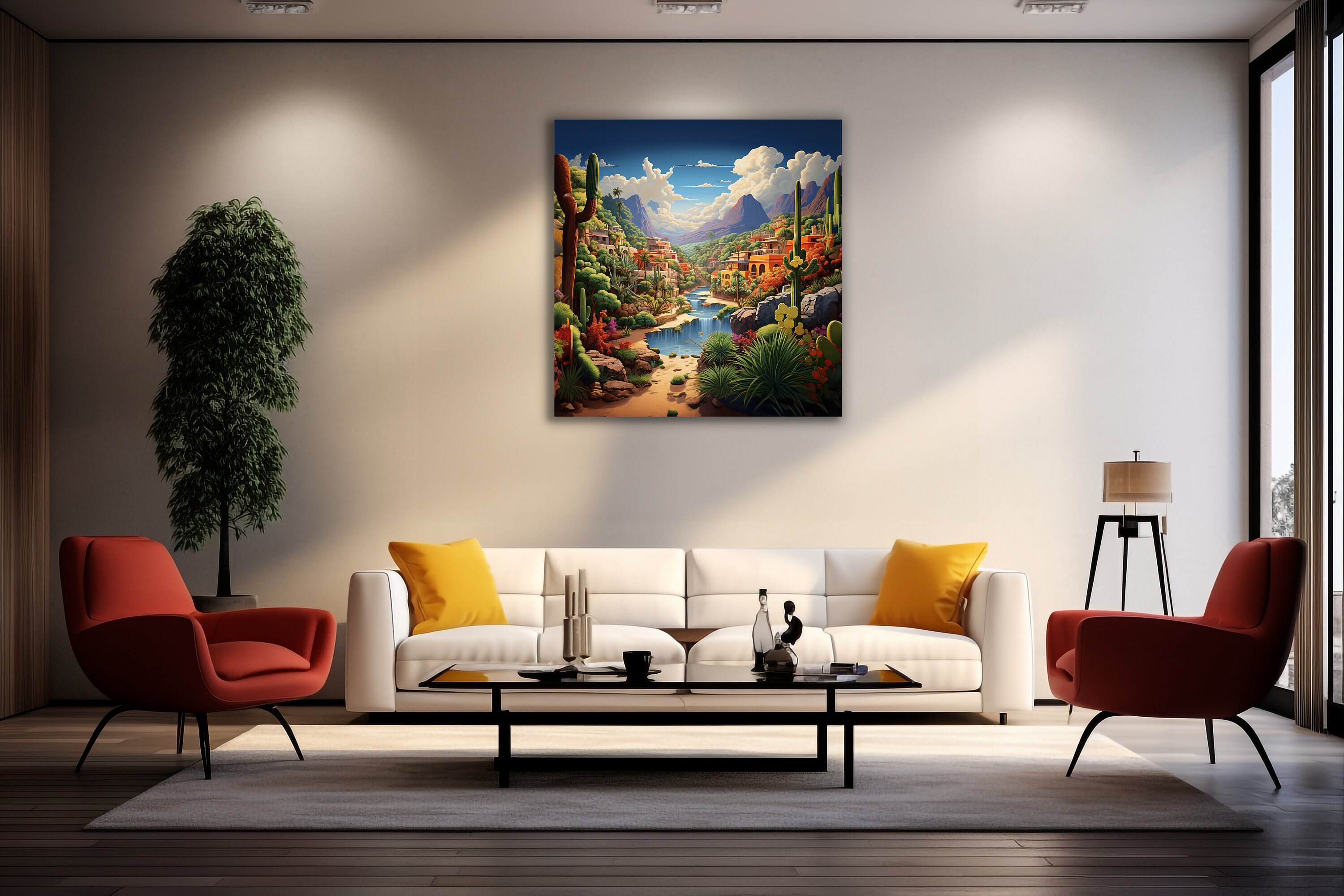 Scenic Splendor: Mexican Village Landscape Canvas Art canvas Art canvas ...