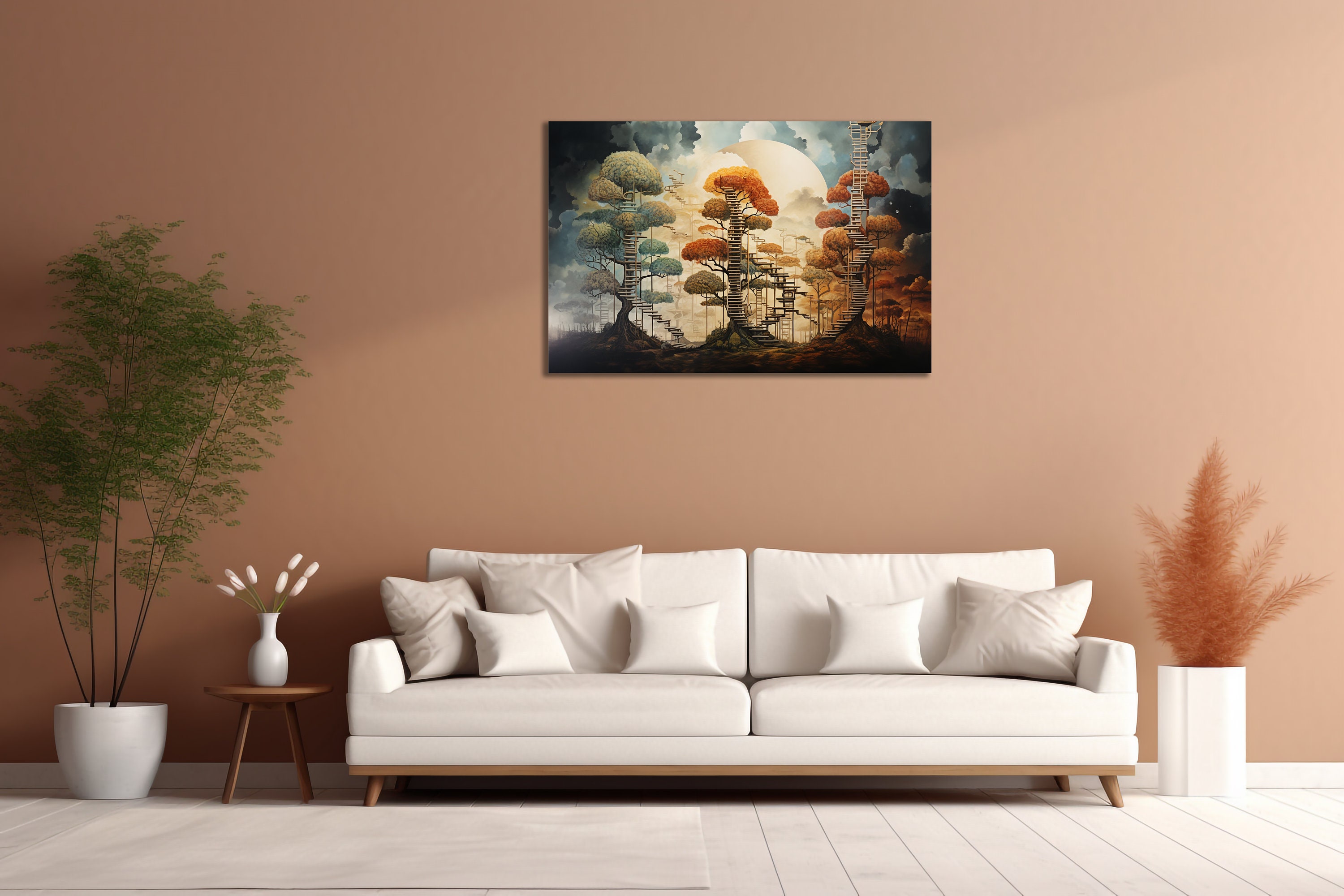 Heavenly Trees Art Print Gallery Wall Art Ladders to Heaven Celestial ...