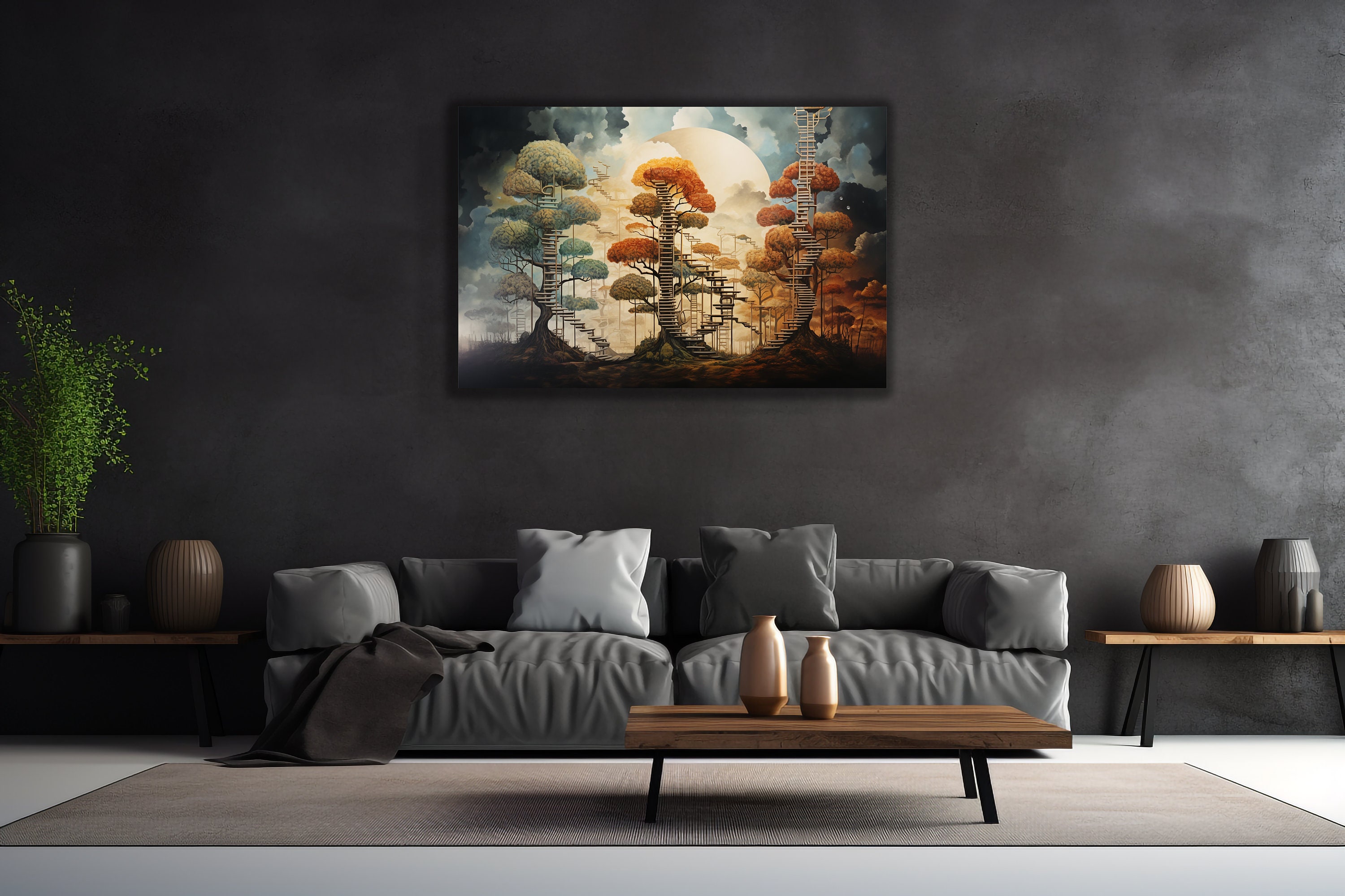 Heavenly Trees Art Print Gallery Wall Art Ladders to Heaven Celestial ...