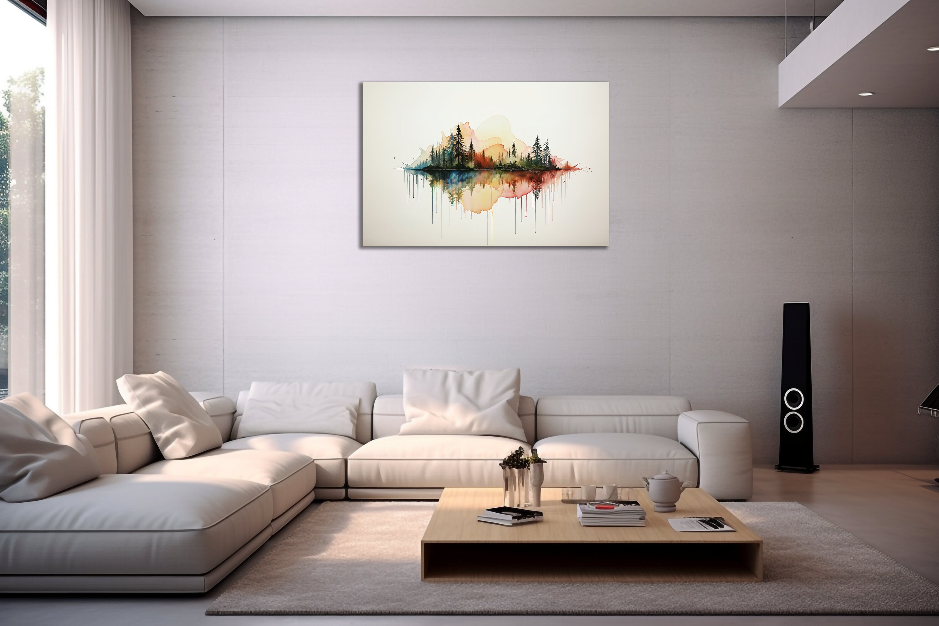 Ephemeral Fusion: Nature in Drip Paint and Double Exposure Wall Art ...