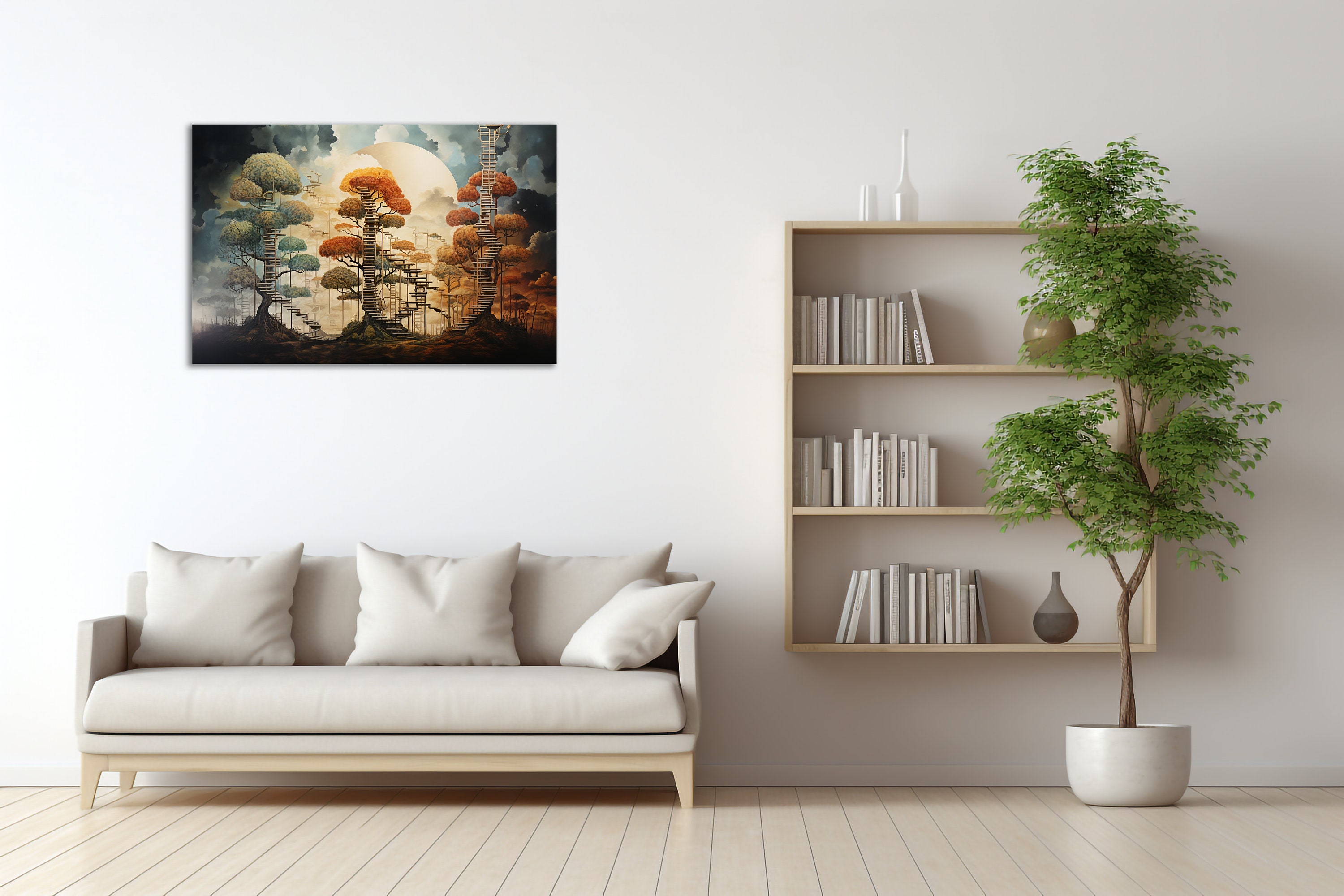 Heavenly Trees Art Print Gallery Wall Art Ladders to Heaven Celestial ...