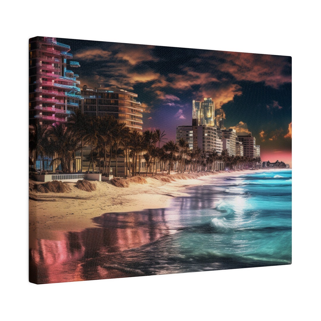 Cancun Relaxing Night Time by the Shore Landscape, Canvas Wall Art ...