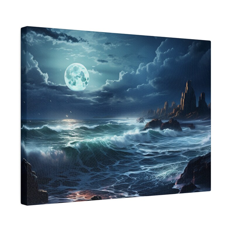 Majestic Moonlit Waves: A Serenade of the Full Moon Over Turbulent ...