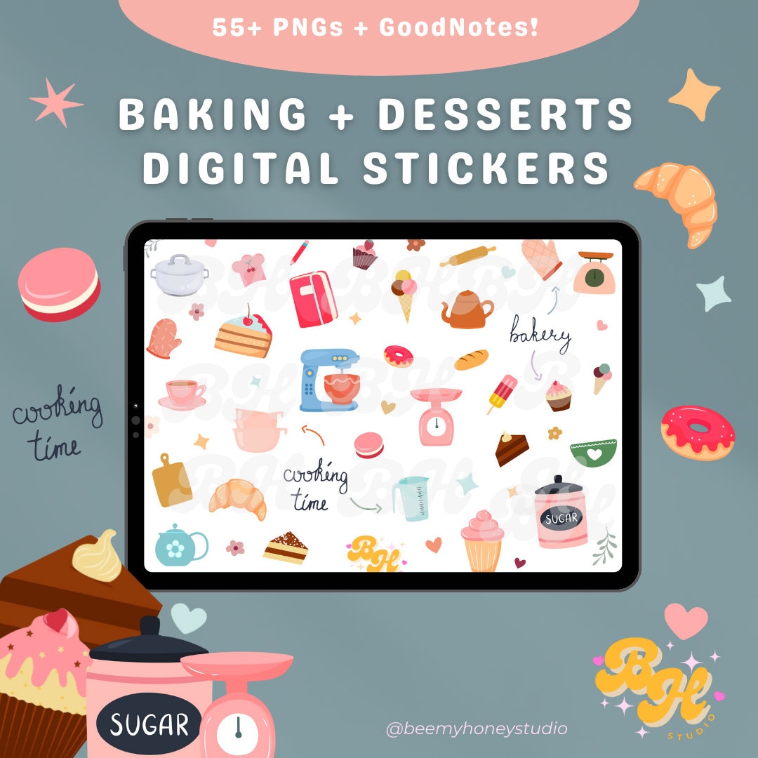 Cute Baking + Desserts Sticker Pack | 55+ Cozy Pre-cropped Pngs ...